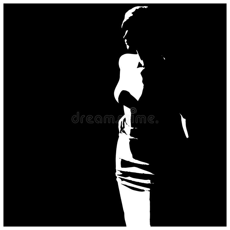 Young Lady Shadow and Light Composition Stock Illustration ...