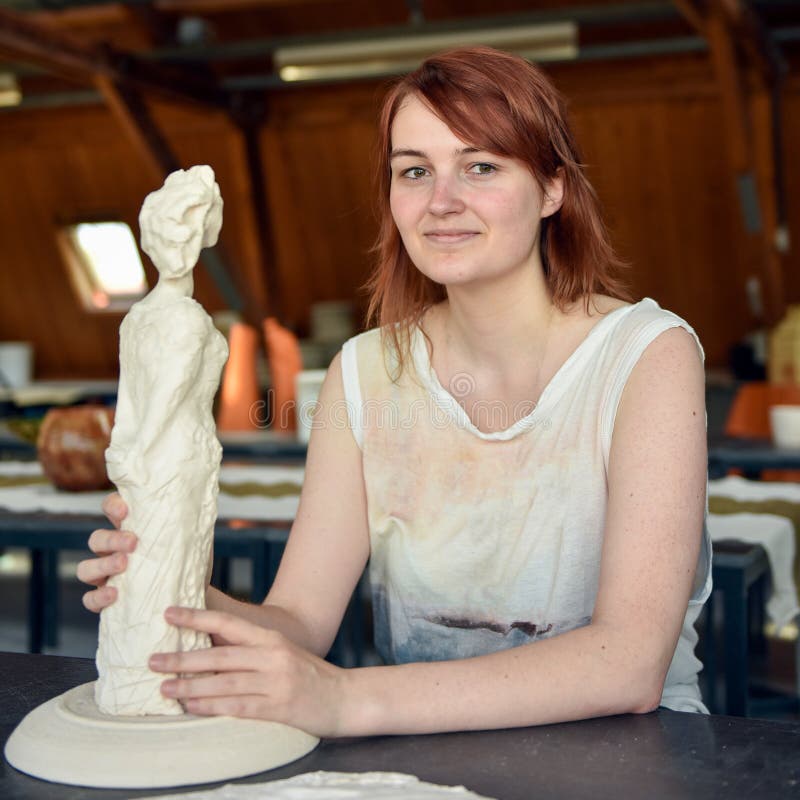 Student in the Ceramics Studio Stock Image - Image of young, lady ...