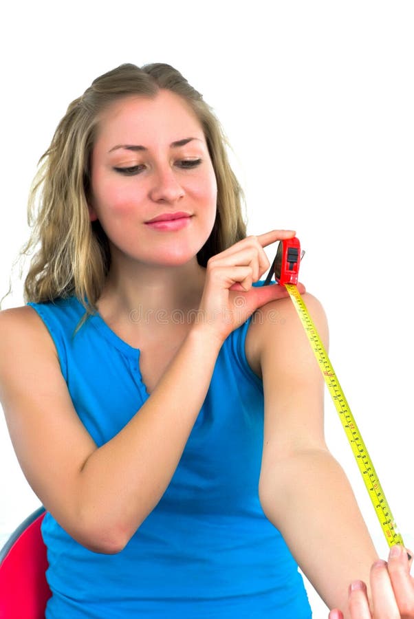 Young Lady with a Tape-measure Stock Image - Image of binocular ...
