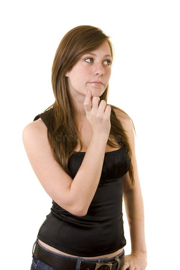Young lady thinking stock photo. Image of beautiful, friendly - 4771466