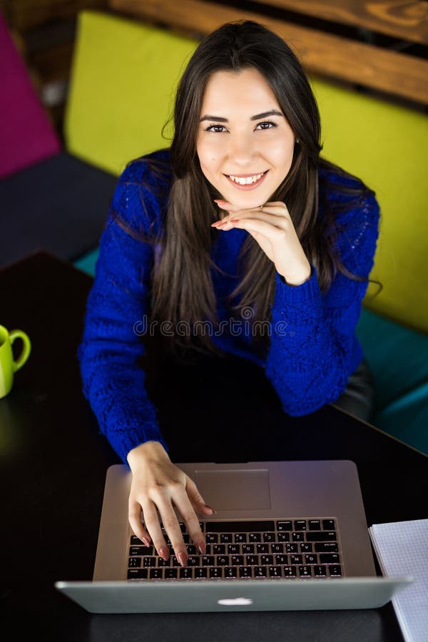 Young Lady Working at Laptop Stock Image - Image of elegance, computer ...