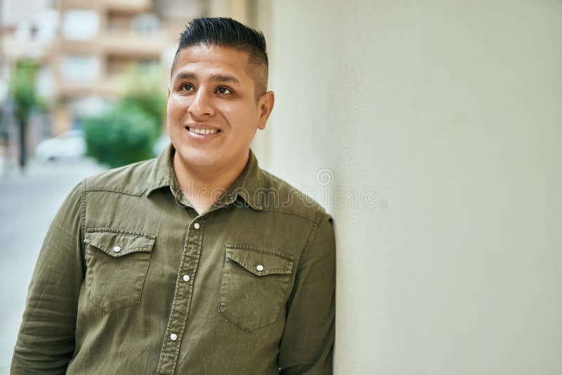 Young Latin Man Smiling Happy Standing at the City Stock Photo - Image ...