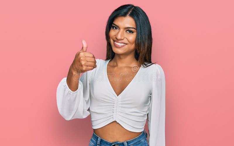 Young Latin Transsexual Transgender Woman Wearing Casual Clothes Doing