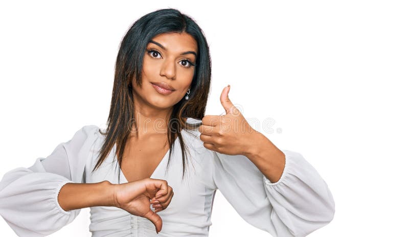 Young Latin Transsexual Transgender Woman Wearing Casual Clothes Doing