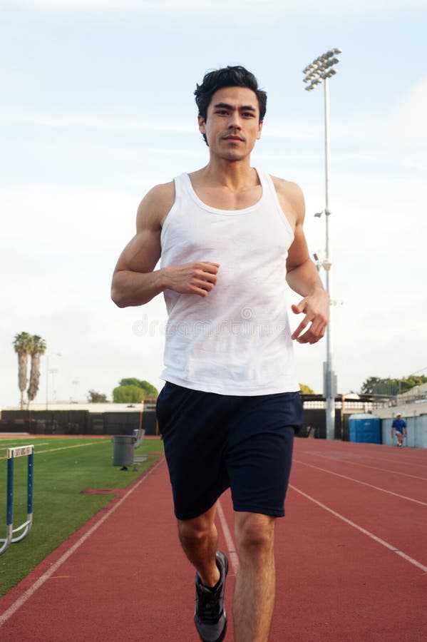 Young Latino Male Athlete, Running Stock Image - Image of real ...