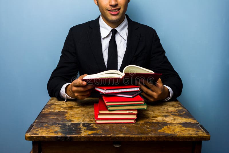 Young Law Student Reading Books Stock Image - Image of reading, happy ...