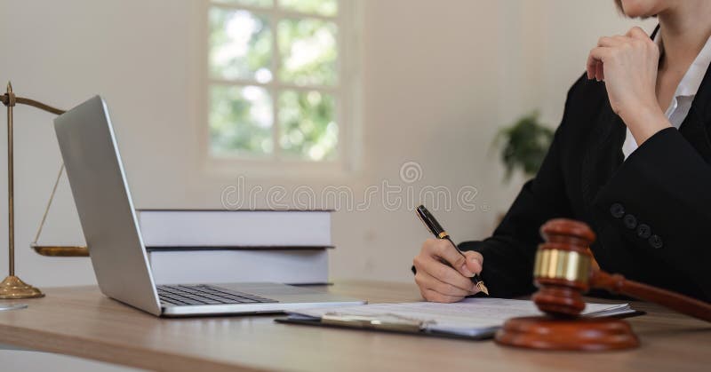 Young Lawyer Introducing and Signing Contract Documents with Clients in ...