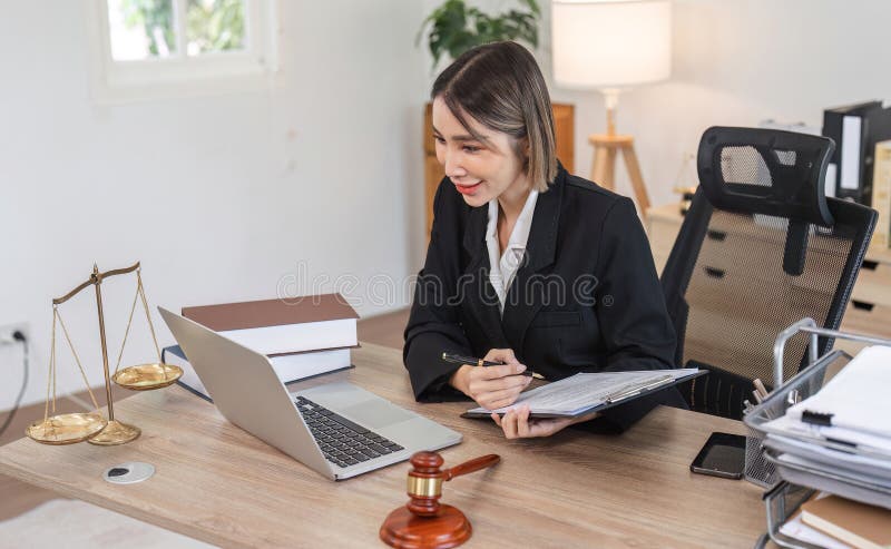 Young Lawyer Introducing and Signing Contract Documents with Clients in ...