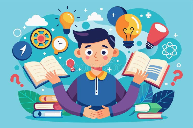 A Young Learner Actively Engages in Critical Thinking, Surrounded by ...