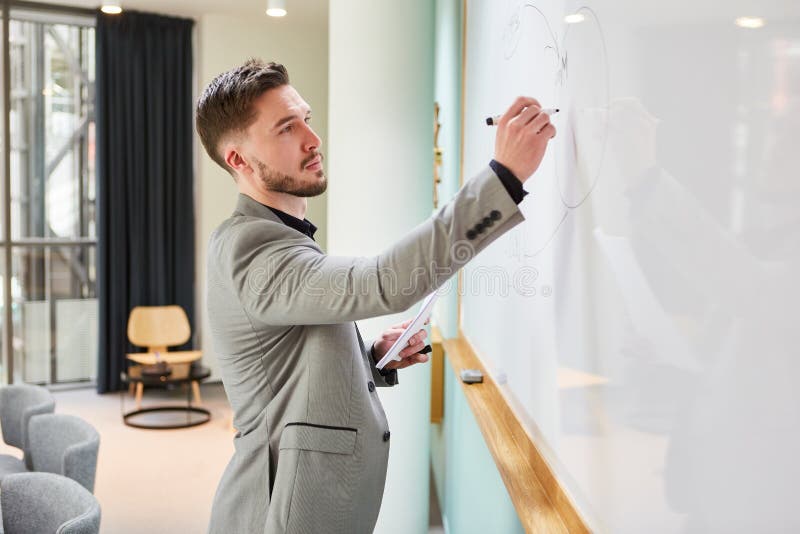Young Lecturer in a Presentation on the Whiteboard Stock Photo - Image ...