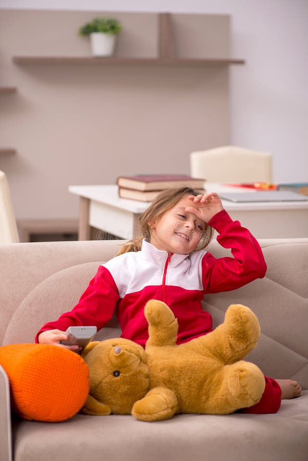 Young Little Girl Staying at Home Alone Stock Photo - Image of house ...