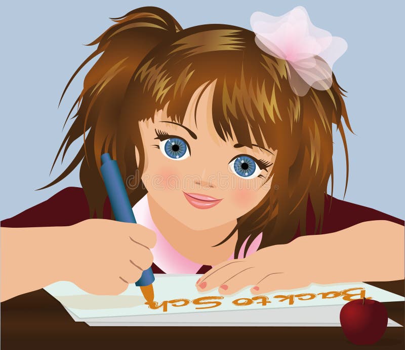 Young Boy Writing in a School Notebook Stock Vector - Illustration of ...