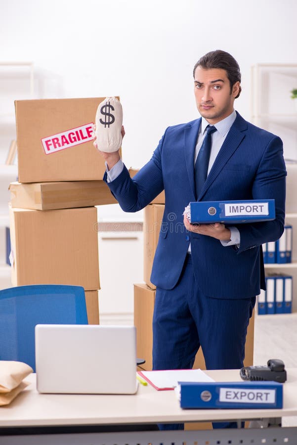 Young Male Logistics Specialist Working in the Office Stock Image ...