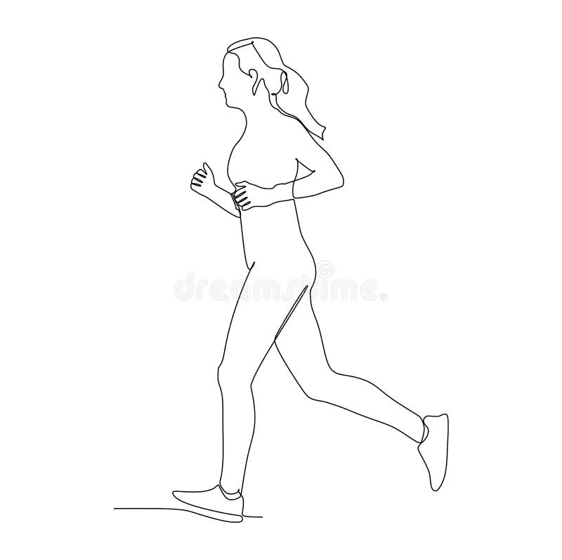 Young Long Hair Female Jogging -vector Illlustration Stock Illustration ...