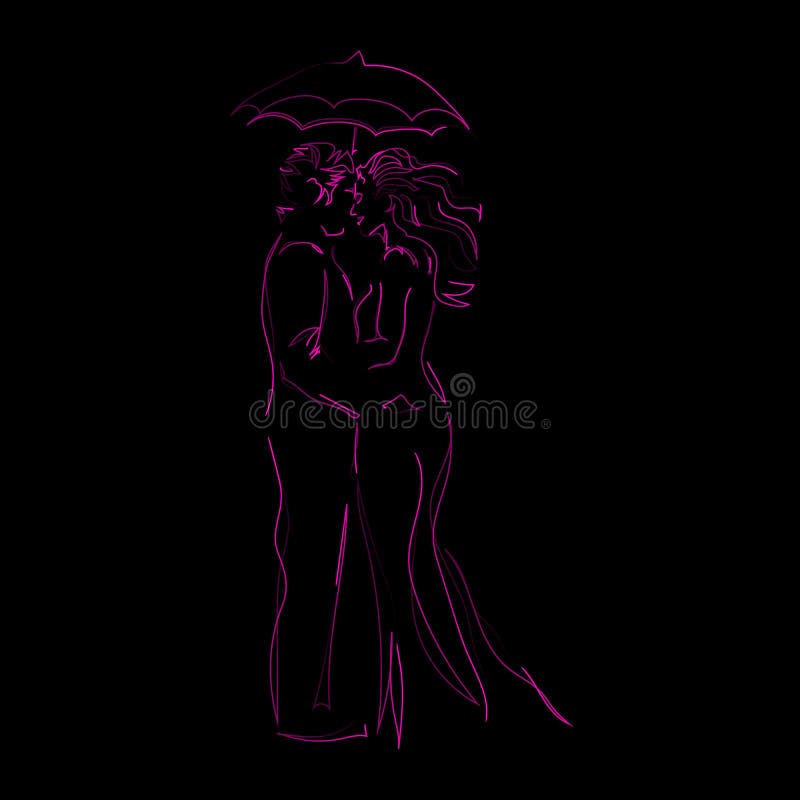 Young Love Couple Drawing Neon Line Stock Illustrations – 11 Young Love ...
