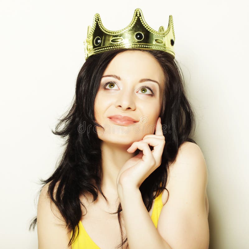 Young Lovely Woman with Crown Stock Photo - Image of expression ...