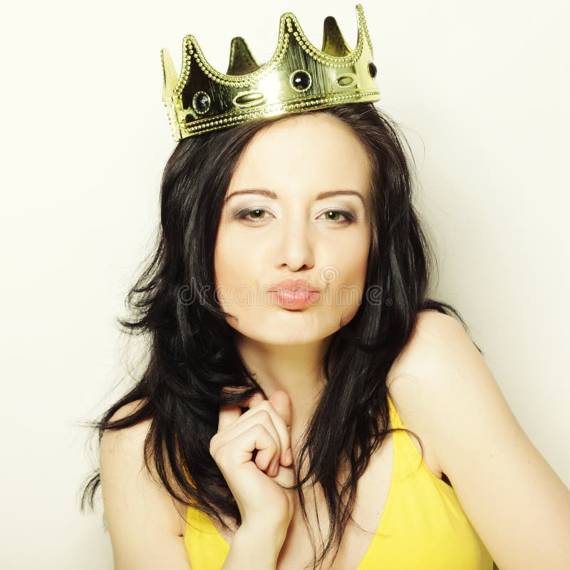 Young Lovely Woman with Crown Stock Image - Image of adorable ...