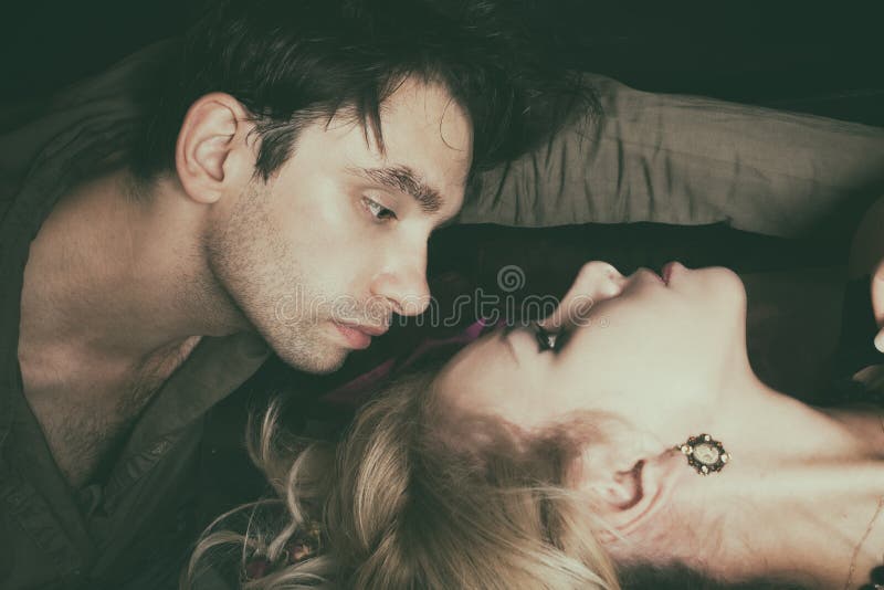 Young Lovers Looking at Each Other Stock Image - Image of fashion ...