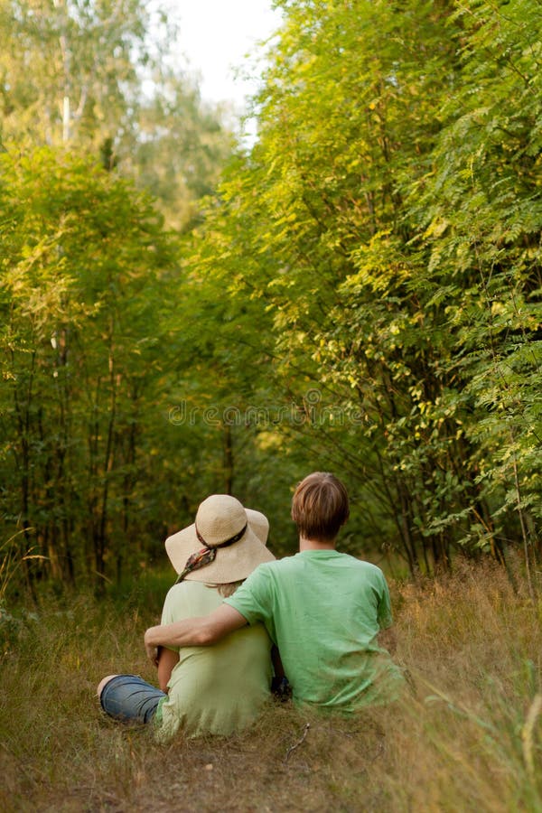 Young Loving Couple in Nature Stock Photo - Image of happinness, female ...