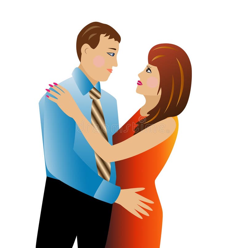 Young Loving Couple and Two White Fondling Stock Vector - Illustration ...