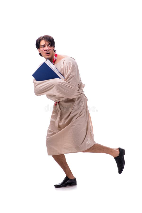 The Young Mad Man Isolated on White Stock Photo - Image of holding ...