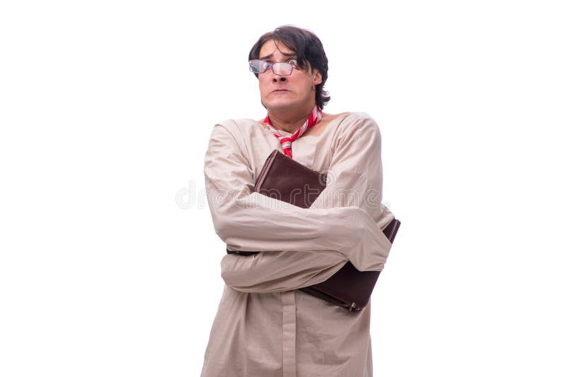 The Young Mad Man Isolated on White Stock Image - Image of phobia ...