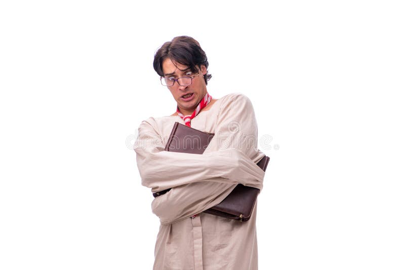 The Young Mad Man Isolated on White Stock Photo - Image of phobia ...