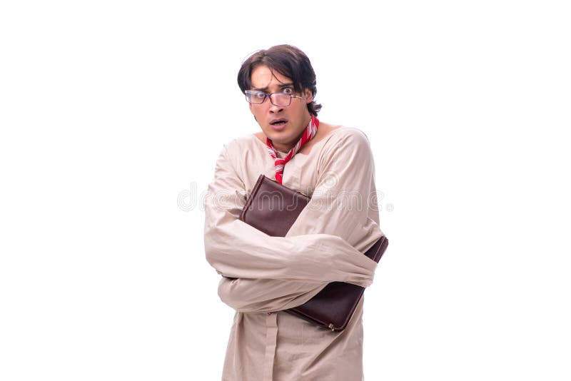 The Young Mad Man Isolated on White Stock Photo - Image of disorder ...