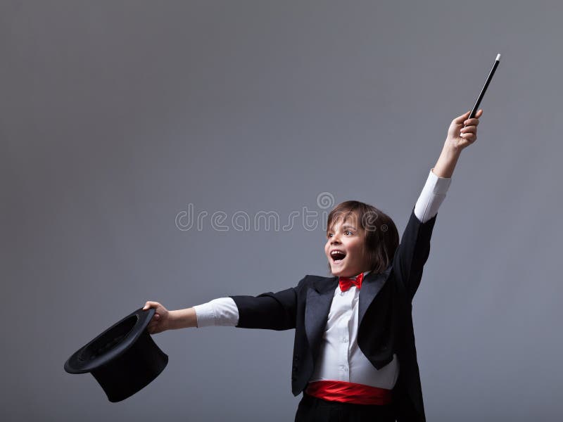 Young Magician Performing a Trick Stock Image - Image of magical, hand ...