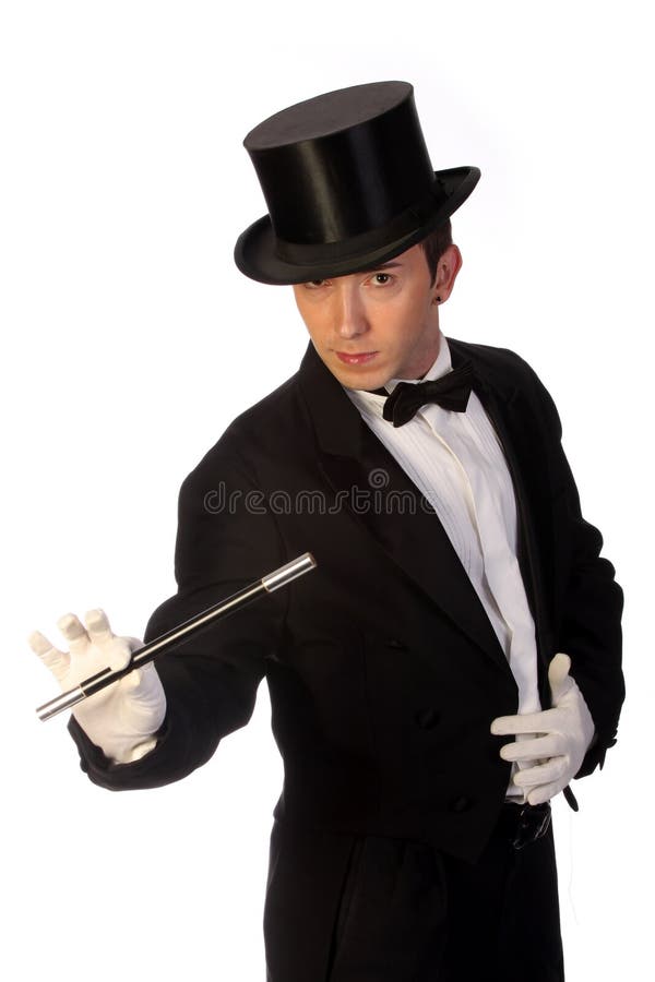 A Magician Holding a Magic Wand and Posing Stock Image - Image of ...