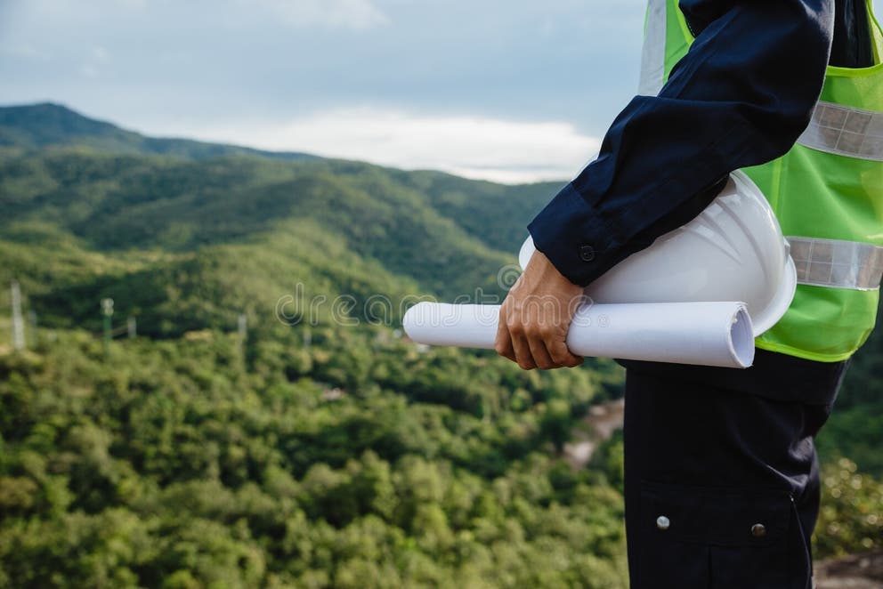 Young Maintenance Engineer Man Working on the Mountain Stock Image ...