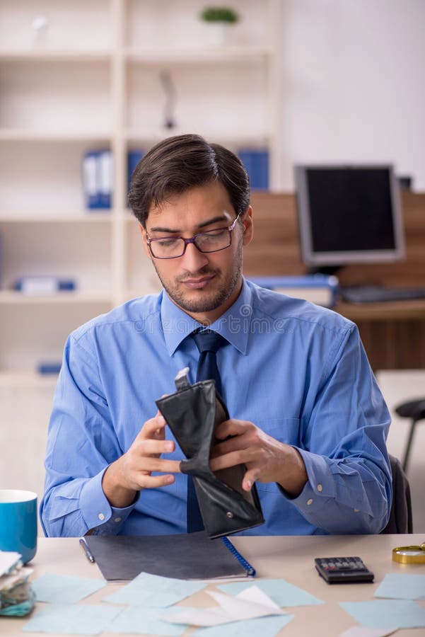 Young Male Accountant Working in the Office Stock Image - Image of bill ...