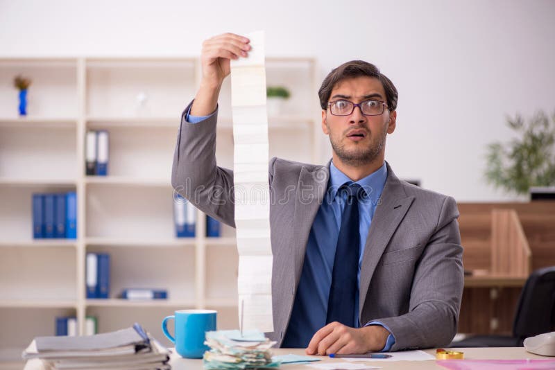Young Male Accountant Working in the Office Stock Photo - Image of ...