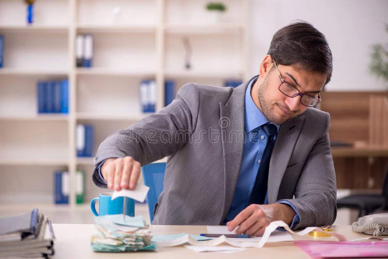 Young Male Accountant Working in the Office Stock Photo - Image of ...