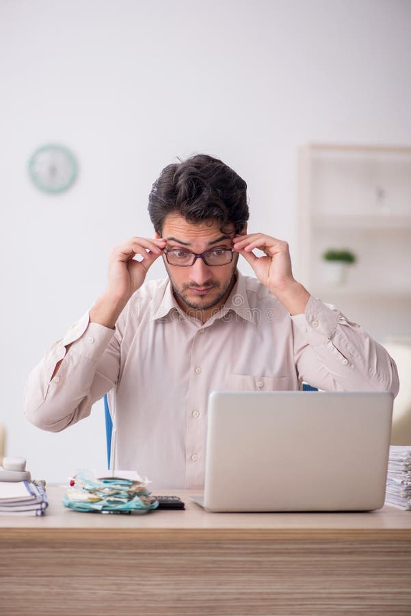 Young Male Accountant Working in the Office Stock Photo - Image of ...