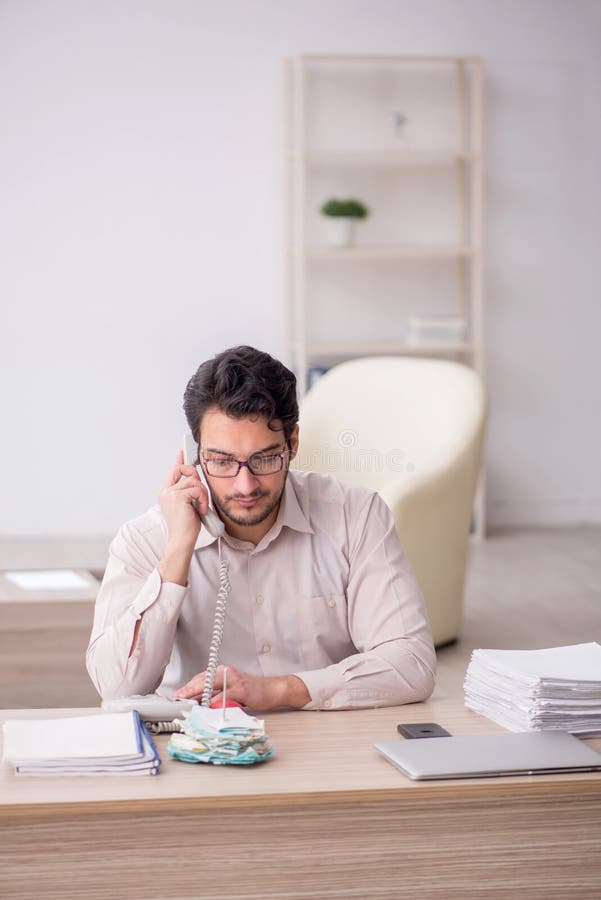 Young Male Accountant Working in the Office Stock Photo - Image of ...