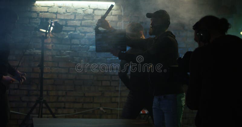 Young Male Actors Doing a Fight Scene Stock Image - Image of lights ...