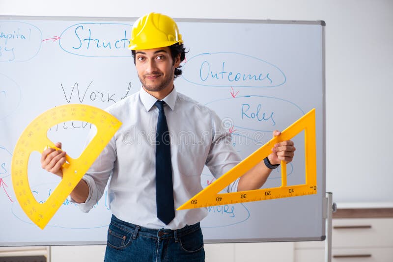 The Young Male Architect in Front of the Whiteboard Stock Photo - Image ...