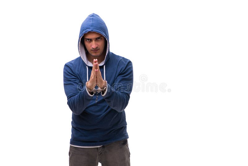 Young Male Bandit Isolated on White Stock Photo - Image of gangster ...