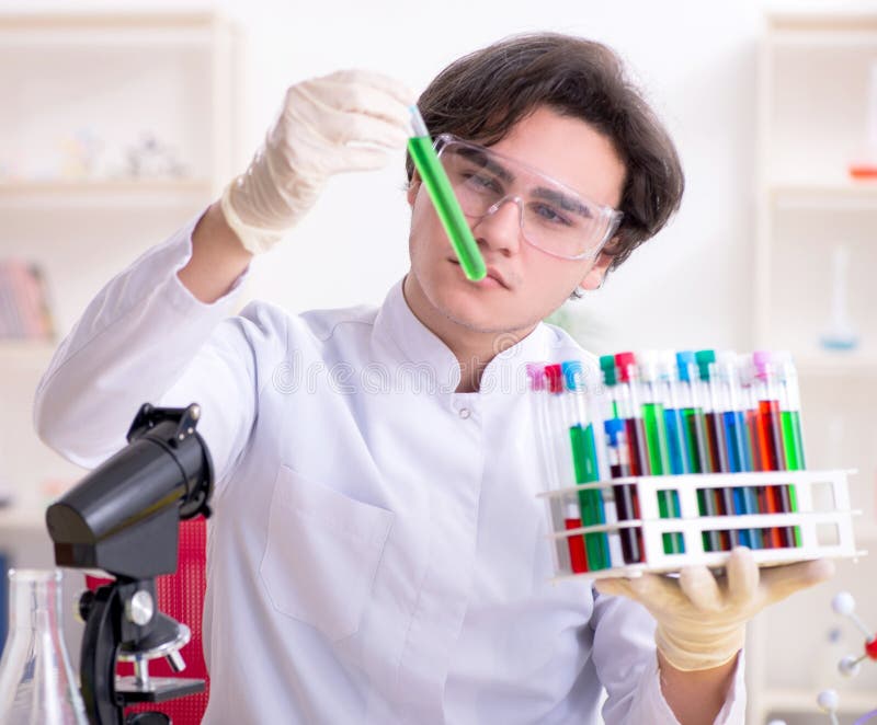 Young Male Biochemist Working in the Lab Stock Image - Image of ...