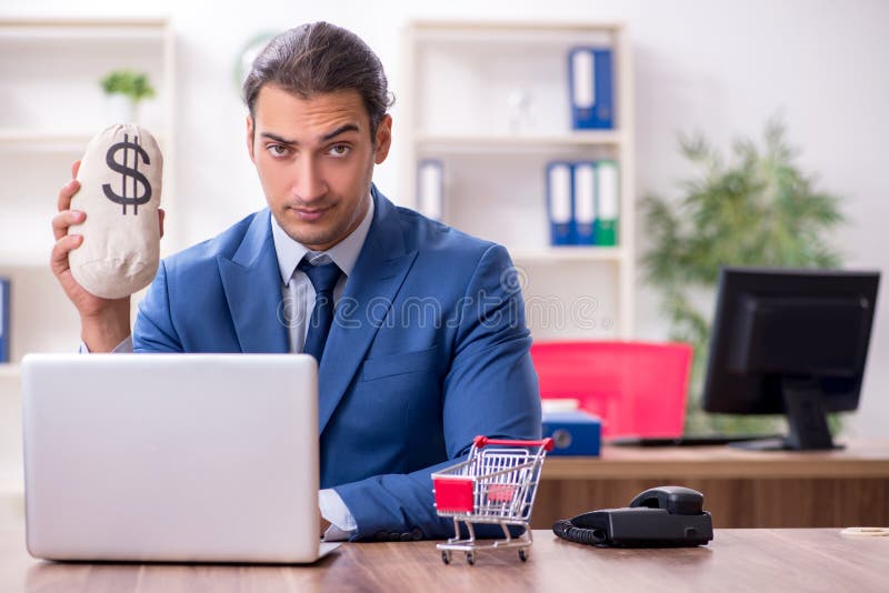Young Male Businessman in Ecommerce Concept Stock Image - Image of ...
