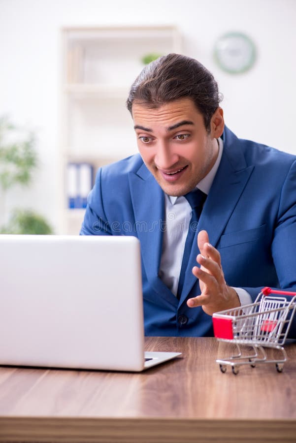Young Male Businessman in Ecommerce Concept Stock Image - Image of ...