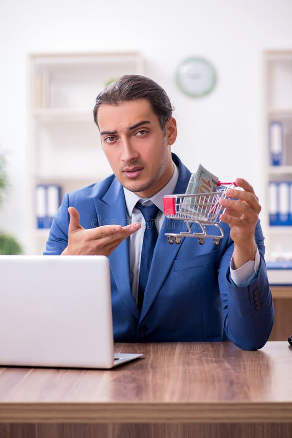 Young Male Businessman in Ecommerce Concept Stock Photo - Image of ...