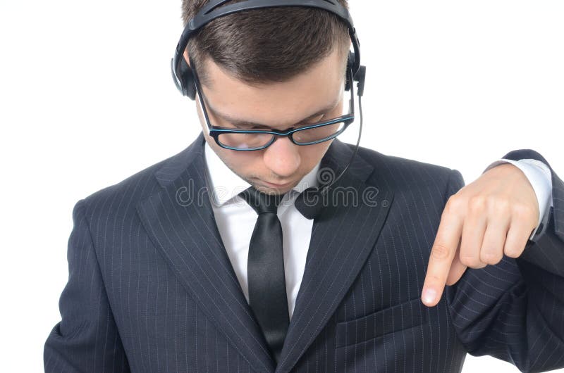 Young Male Call Center Operator in Suit Stock Image - Image of life ...