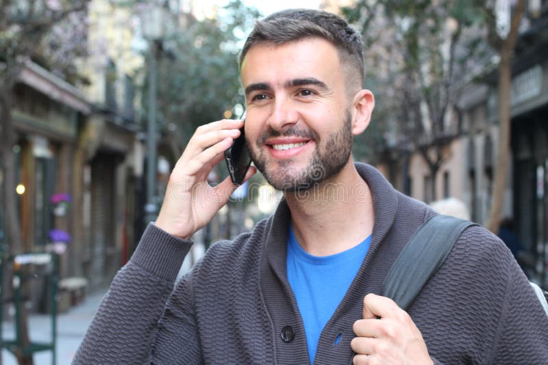 Young Guy Calling by Phone from a Train Station Stock Image - Image of ...