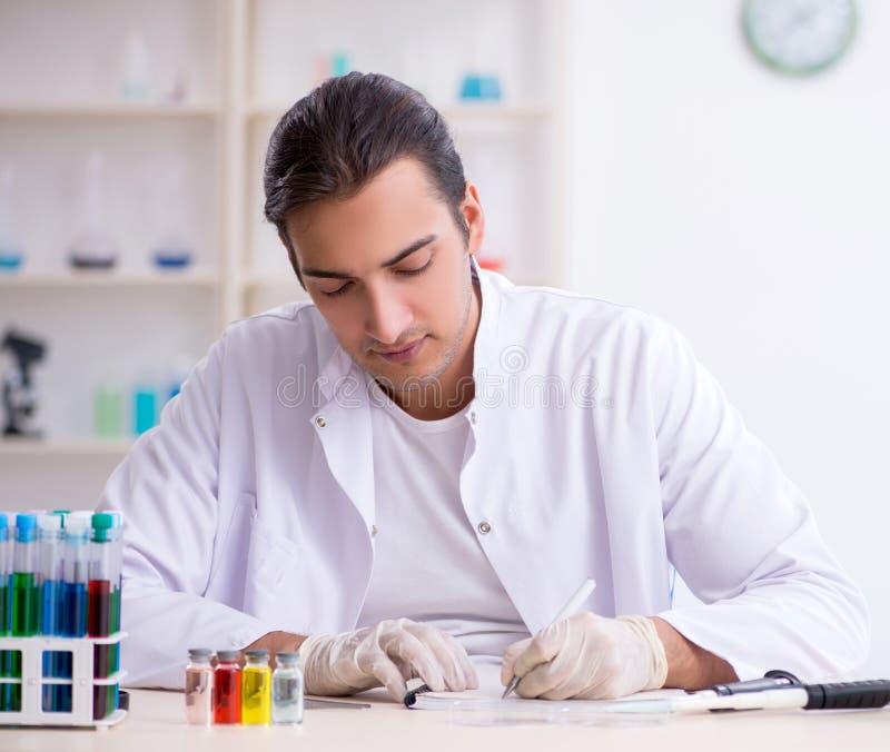 Old Male Chemist Working at the Lab Stock Photo - Image of research ...
