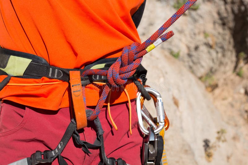 Young Male Climber Hanging by a Cliff. Stock Image - Image of hanging ...