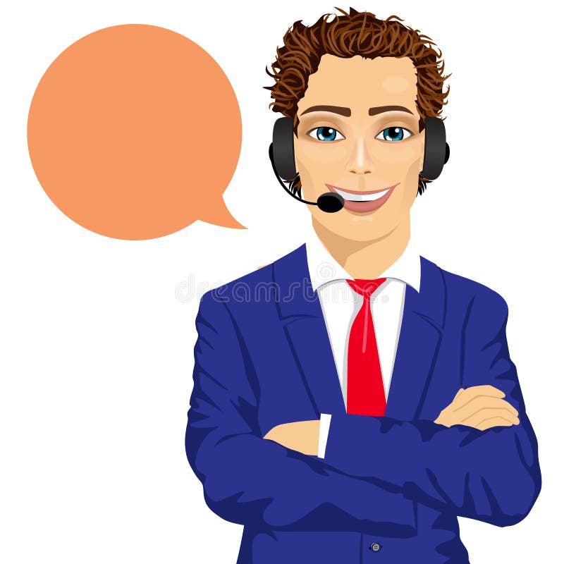 Male Customer Service Icon stock vector. Illustration of sign - 2435398