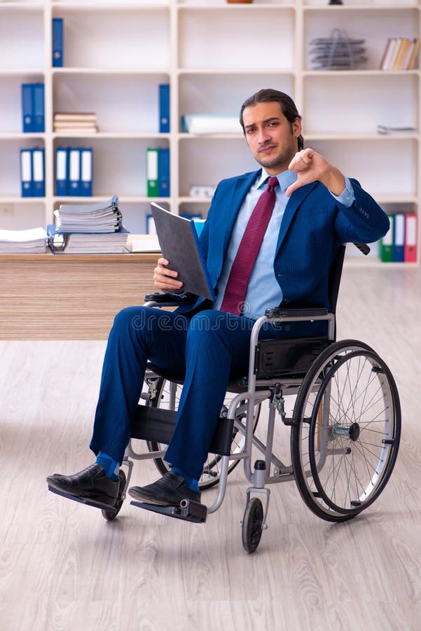 Young Disabled Employee Working in the Office Stock Photo - Image of ...