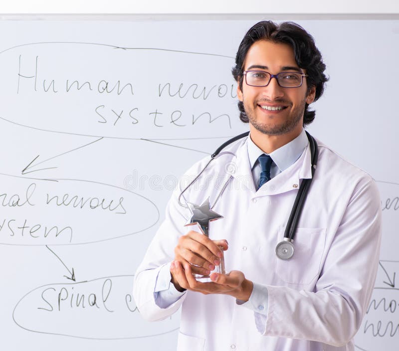 Young Male Doctor Neurologist in Front of Whiteboard Stock Photo ...